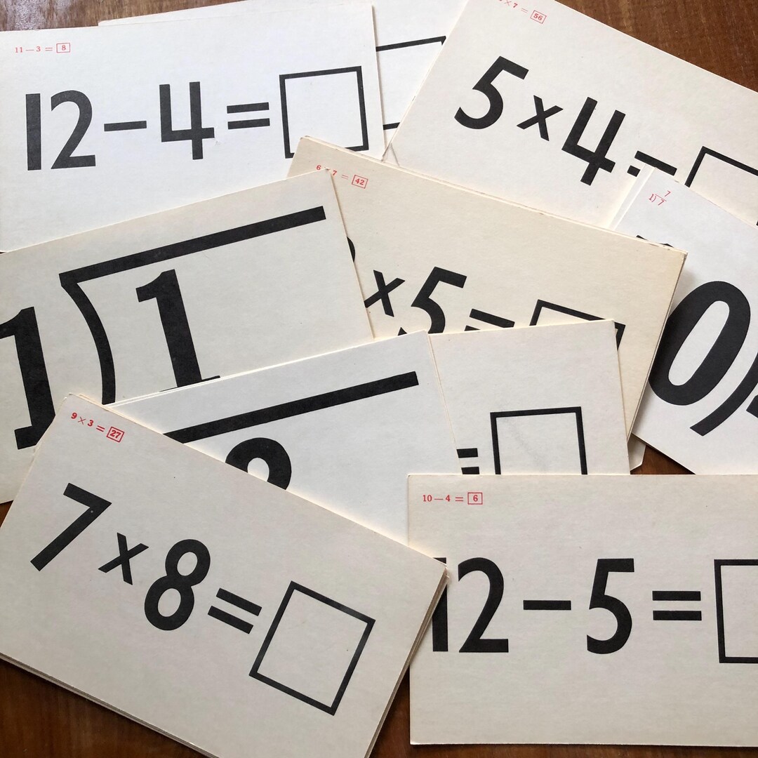 Dozen Vintage Mixed Flash Cards Math Flashcards for Junk Journal or ...