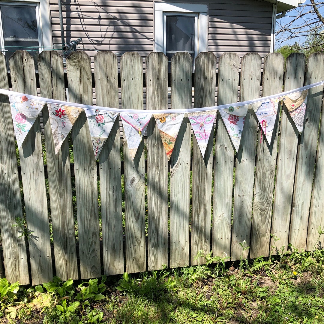 Pennant Bunting Banner Vintage Fabrics and Embroidery - Etsy