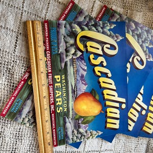 Vintage Fruit Crate Labels Cascadian Pears Lot of 5 for Junk Journal or ...