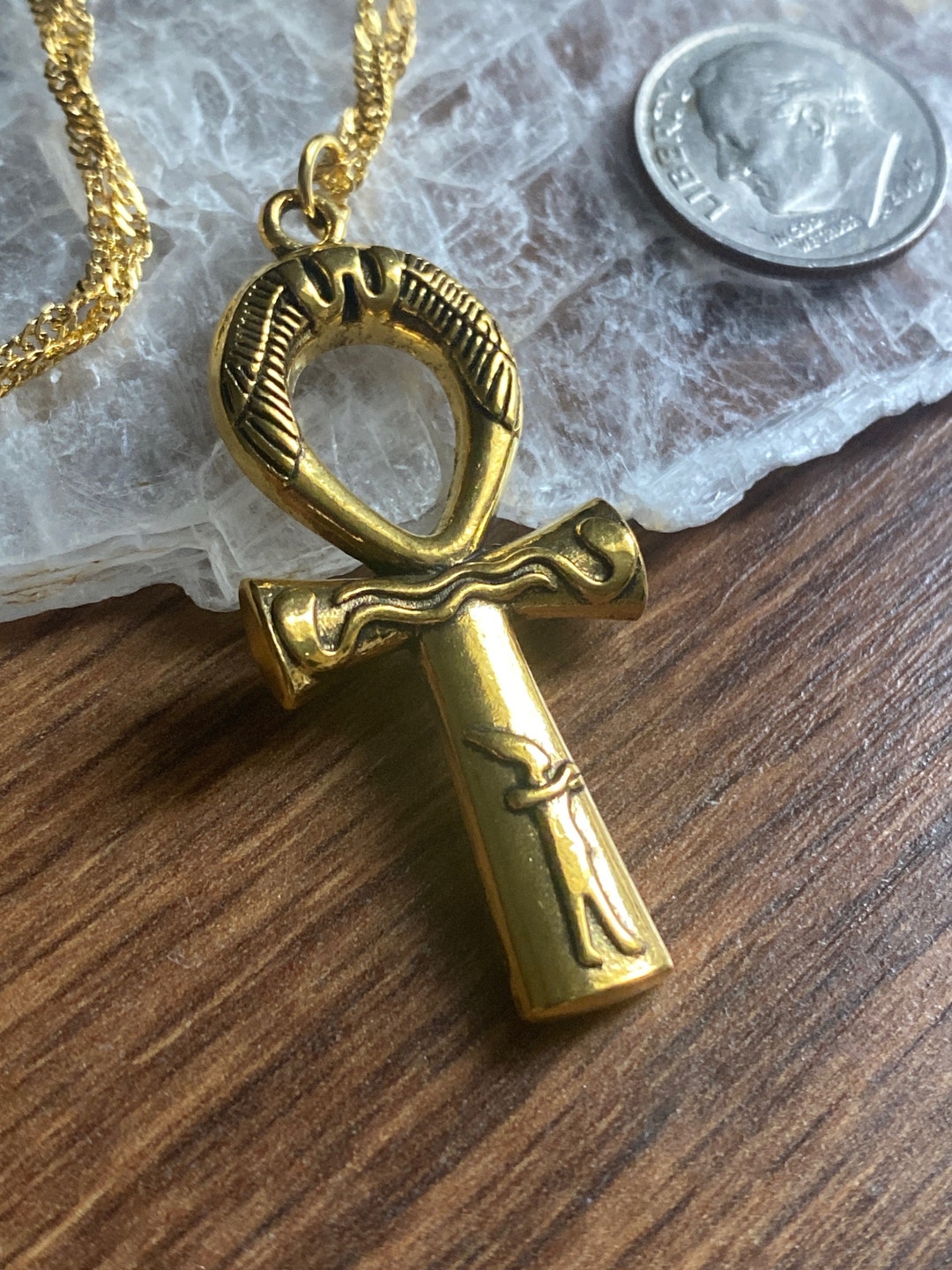 Detailed Gold Ankh Pendant Necklace - Etsy
