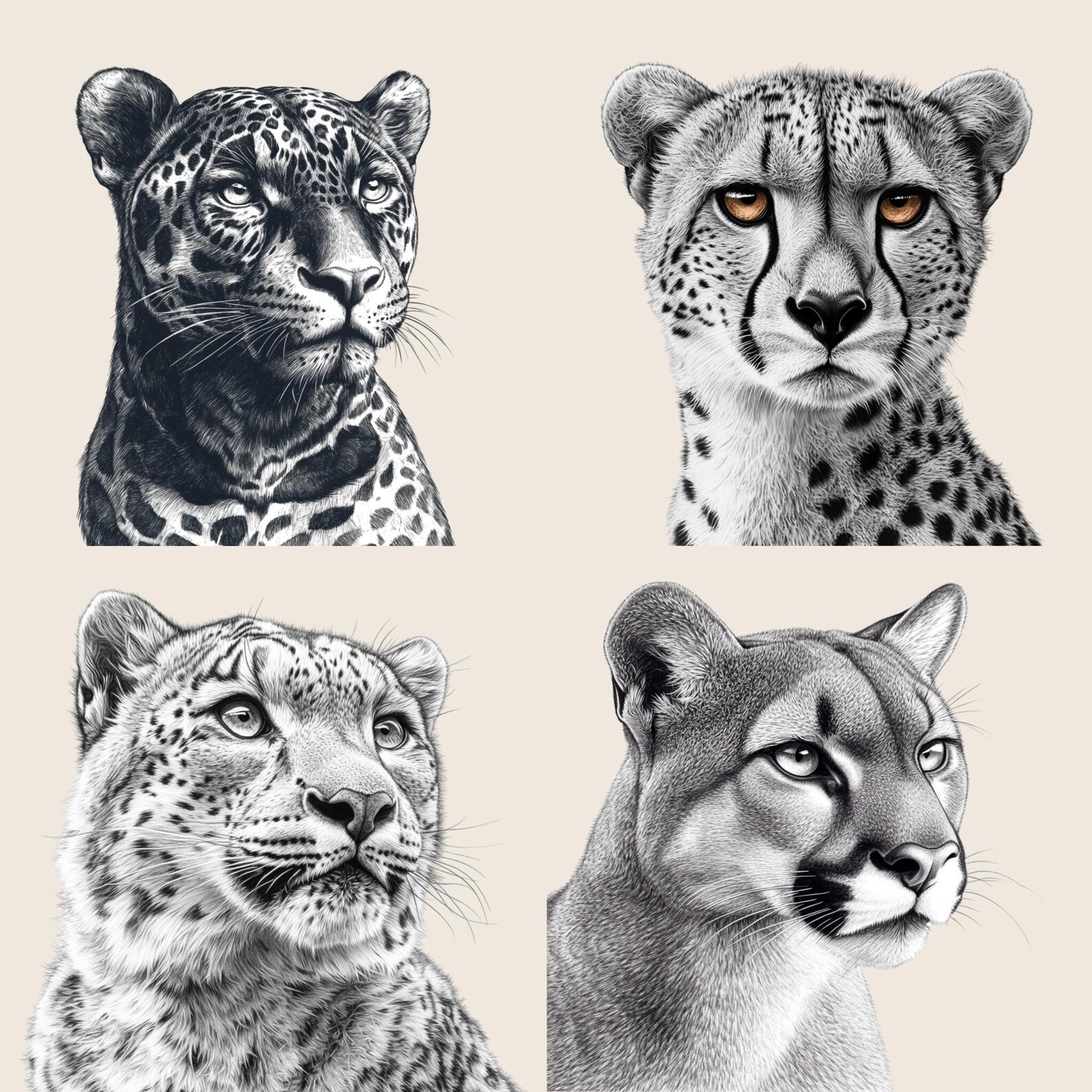40 Realistic Wild Cat Sketches - Pencil Drawings of Lions, Tigers, and ...