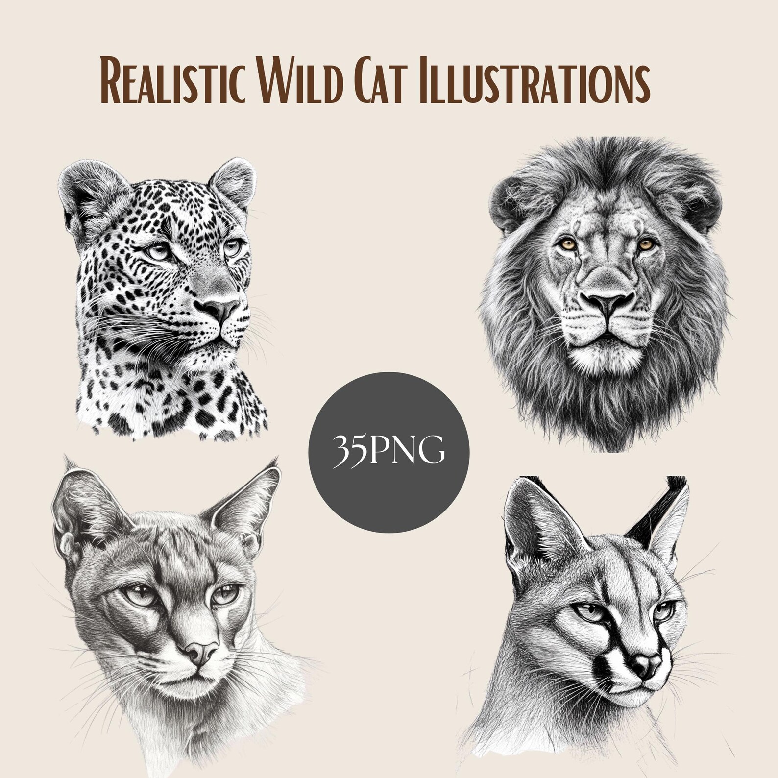 40 Realistic Wild Cat Sketches - Pencil Drawings of Lions, Tigers, and ...