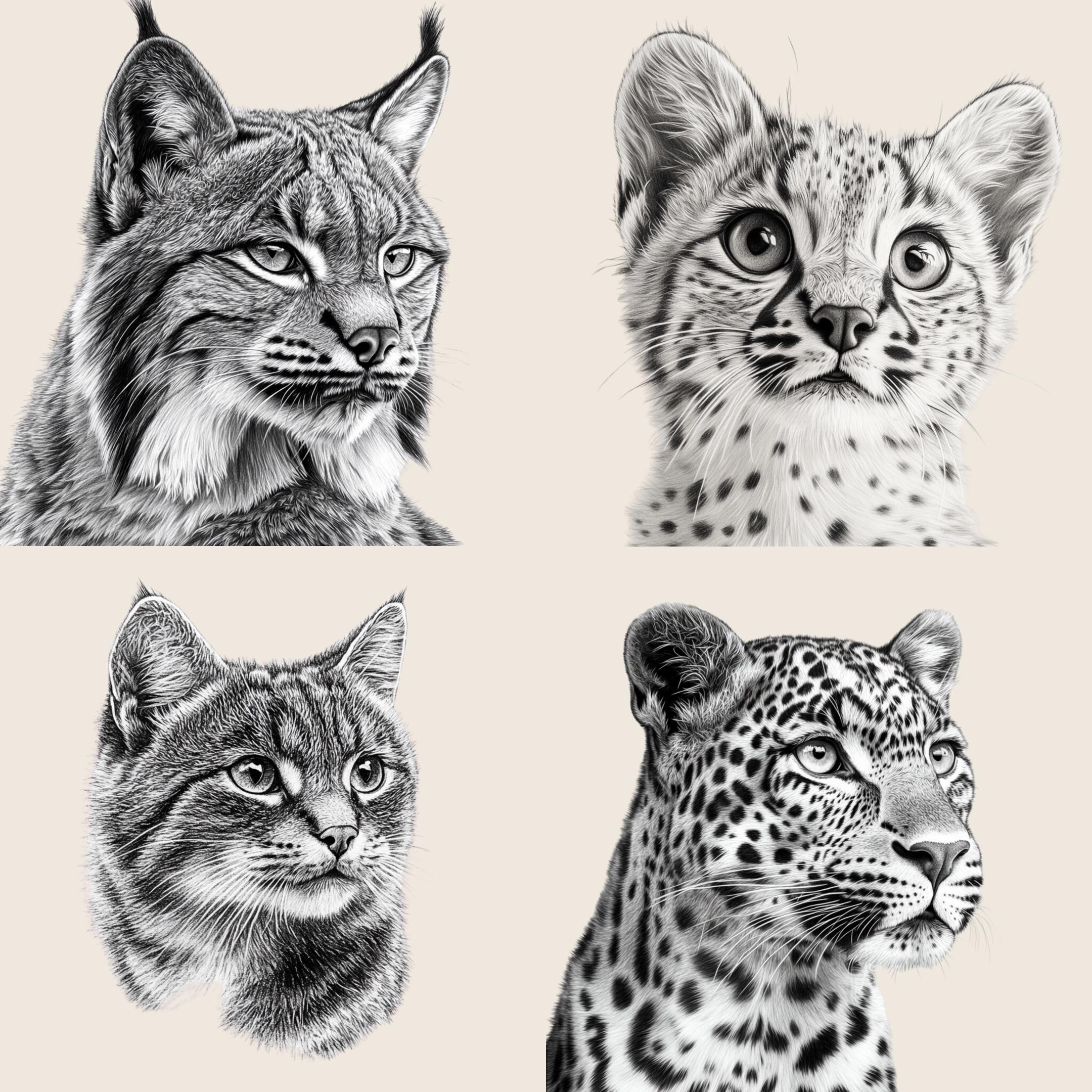 40 Realistic Wild Cat Sketches - Pencil Drawings of Lions, Tigers, and ...