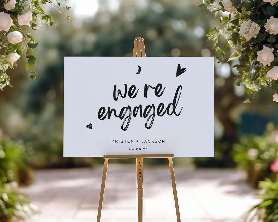 Customizable We're Engaged Sign, Canvas Engagement Sign, Engagement ...