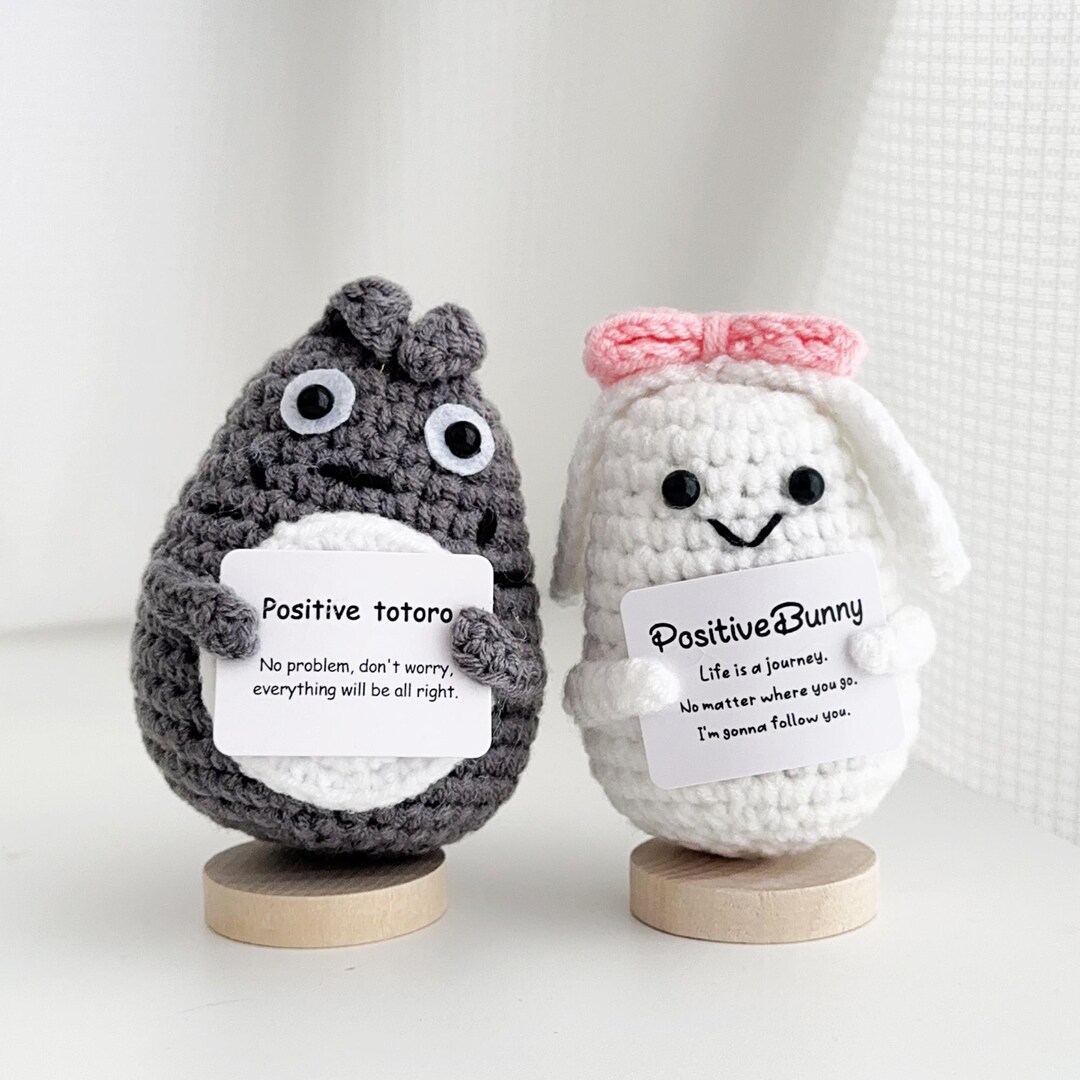 Cute Positive Totoro Bunny Crochet Emotional Support Gift Box Thinking ...