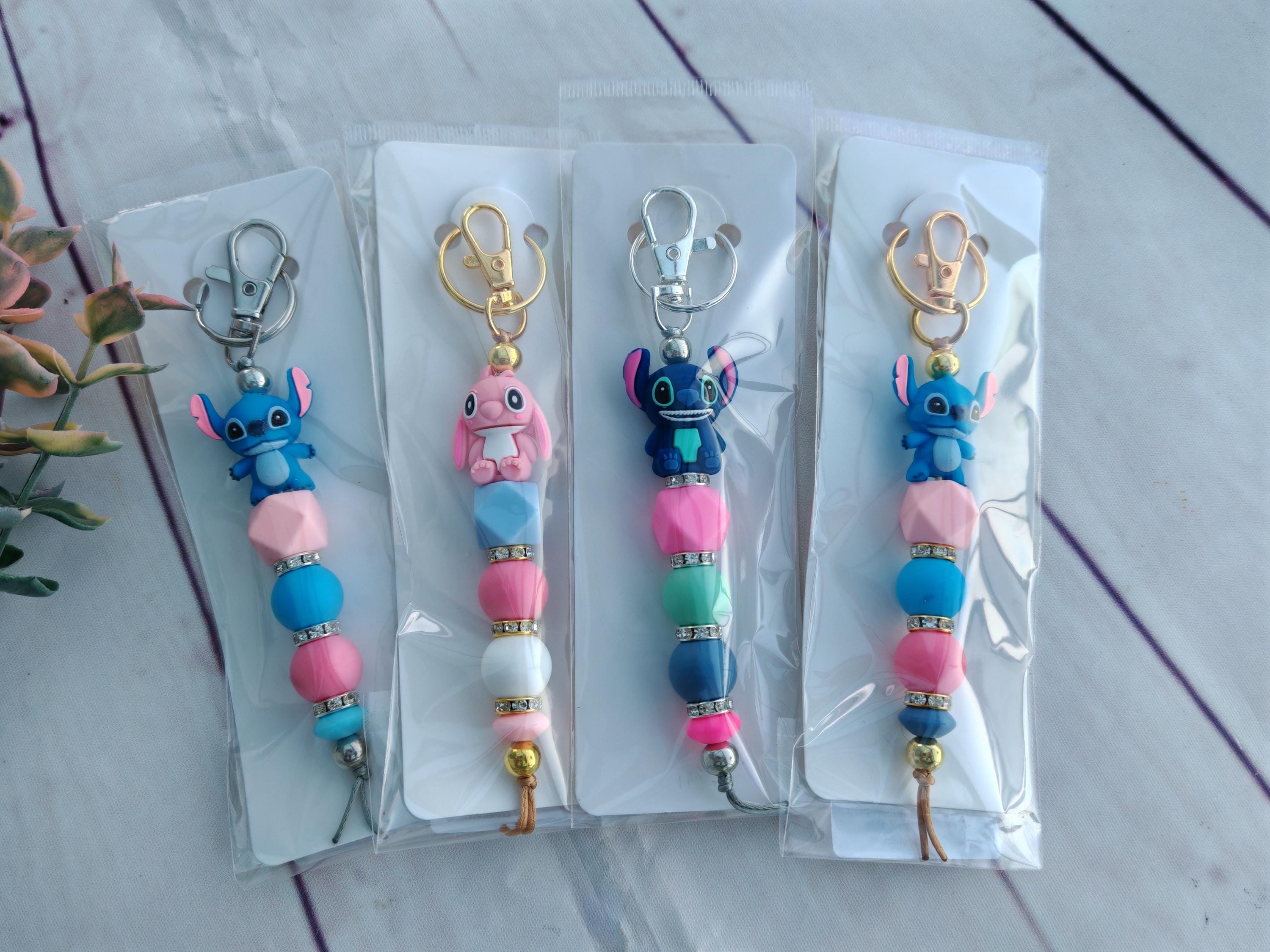 3D STITCH & Angel Silicone Beaded Keychain, Beaded Keychain, Beaded ...