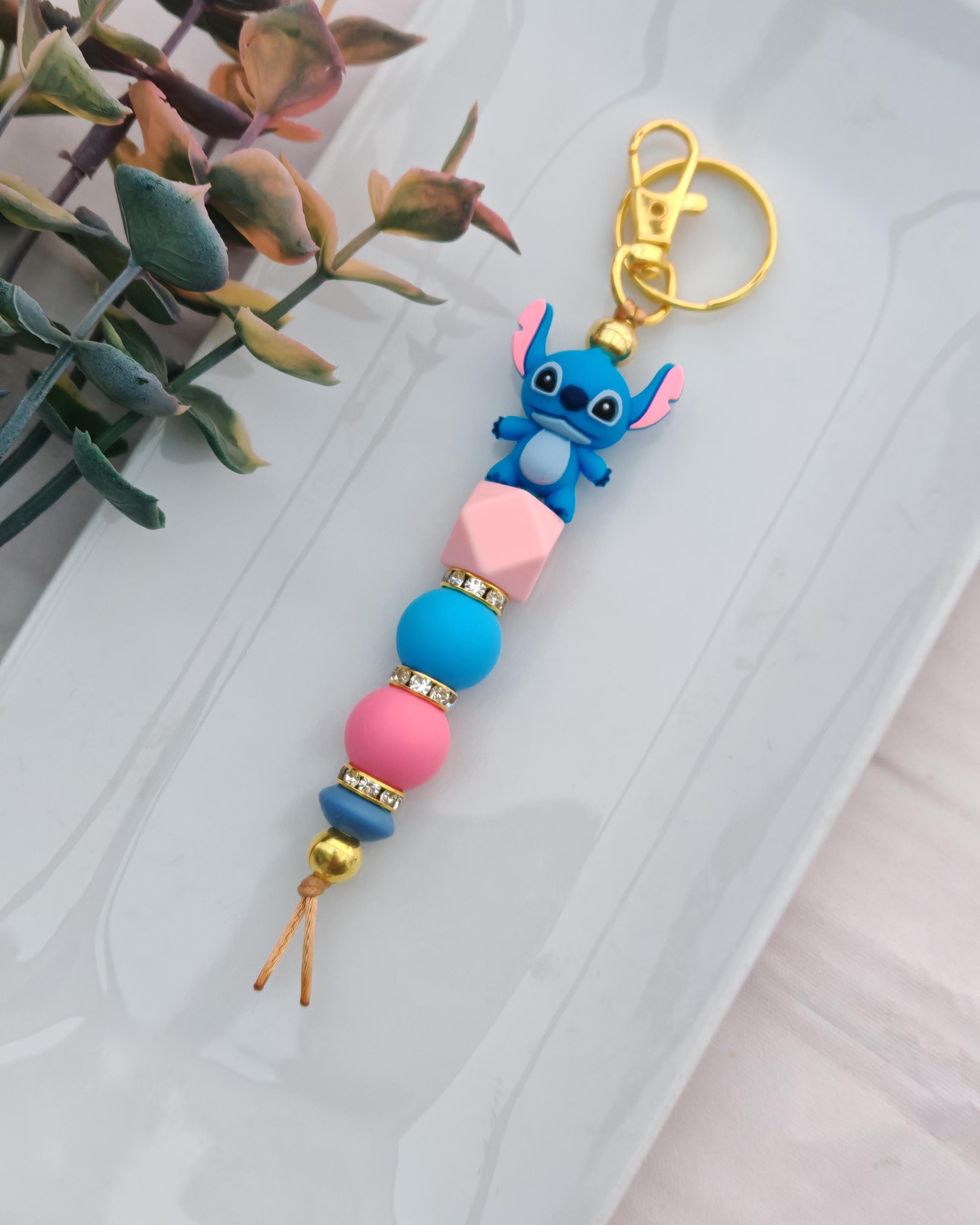3D STITCH & Angel Silicone Beaded Keychain, Beaded Keychain, Beaded ...