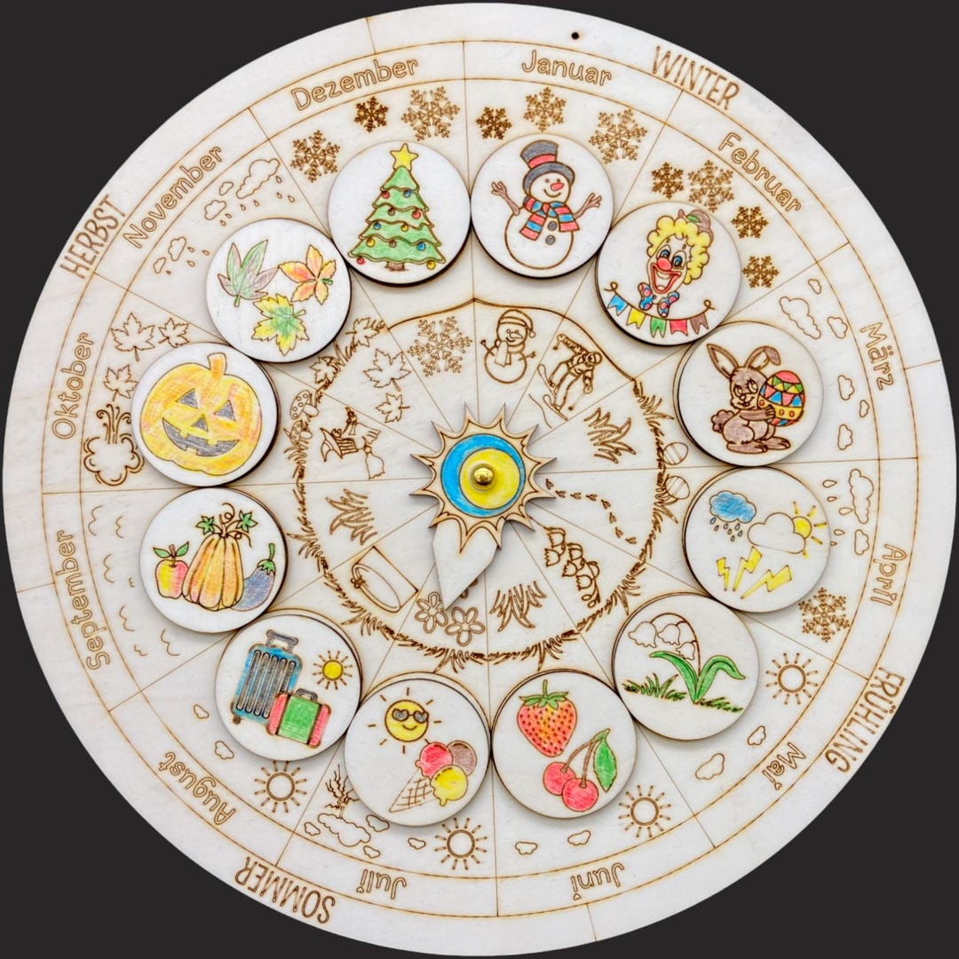 Seasons Clock, Wooden, Painting and Craft Set for Children, Annual ...