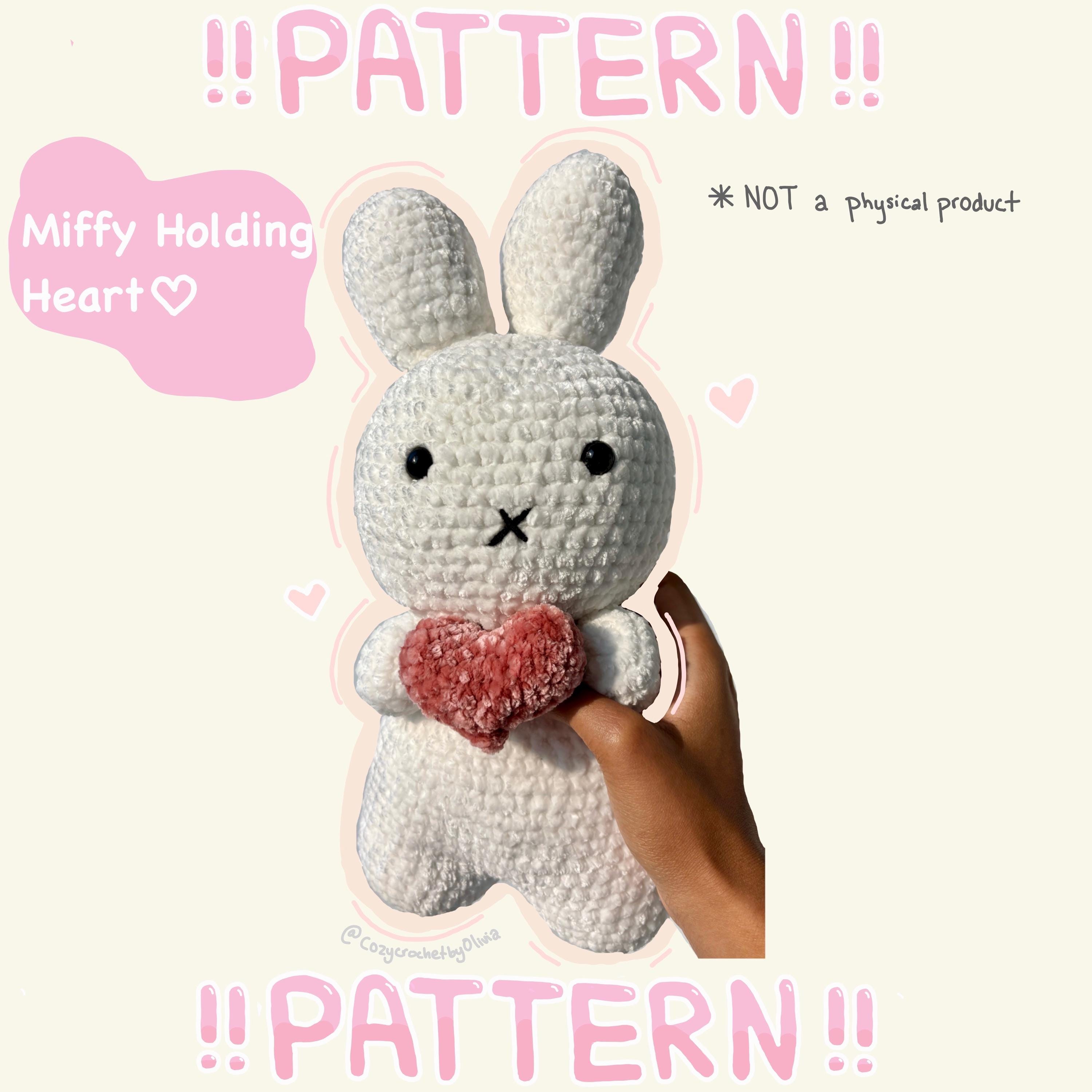 Crochet Pattern - Miffy Holding a Heart - Make Your Own White Bunny ...