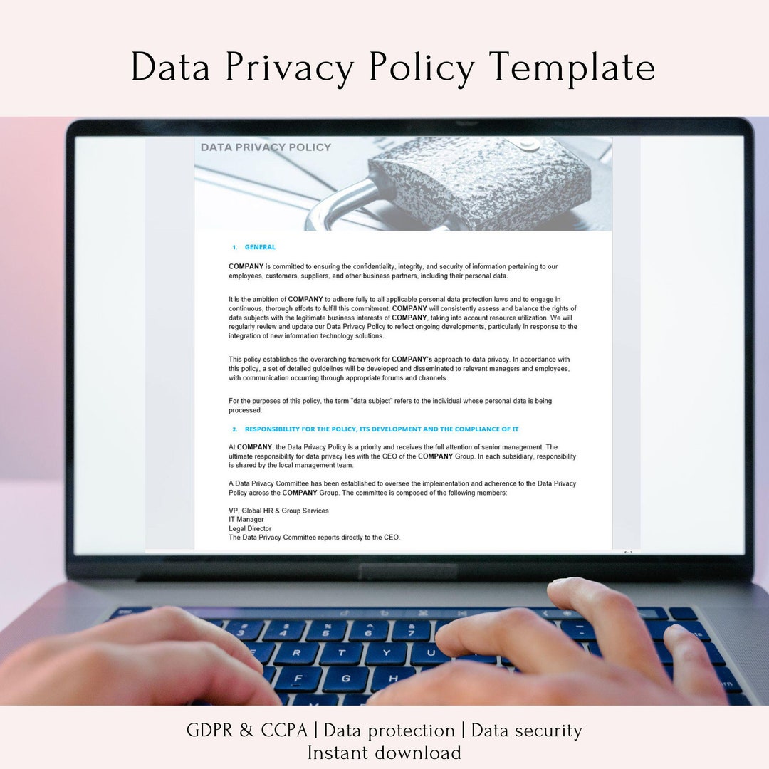 Data Privacy Policy Template: GDPR & CCPA Compliant (instant Download ...