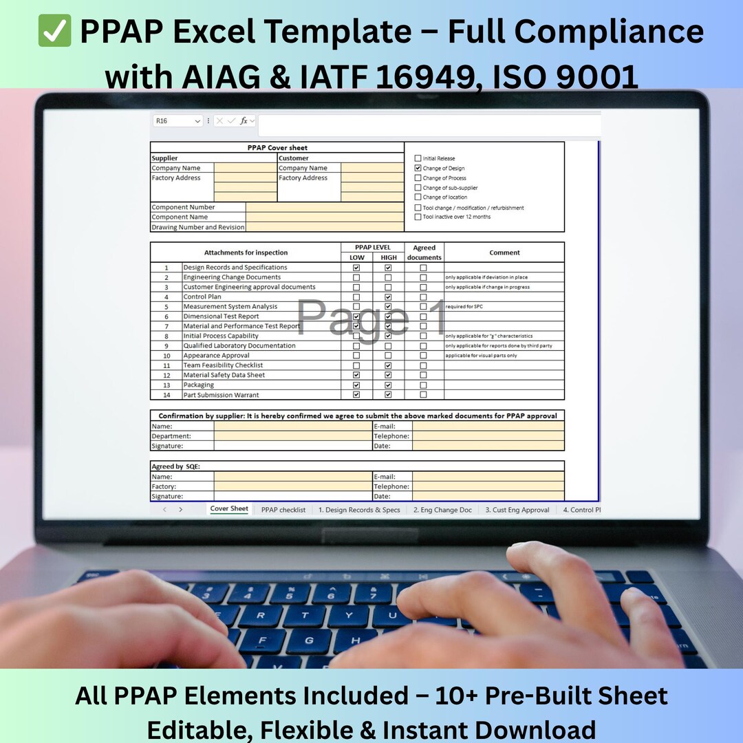 PPAP Submission Excel Template: IATF 16949 Automotive Quality Toolkit ...