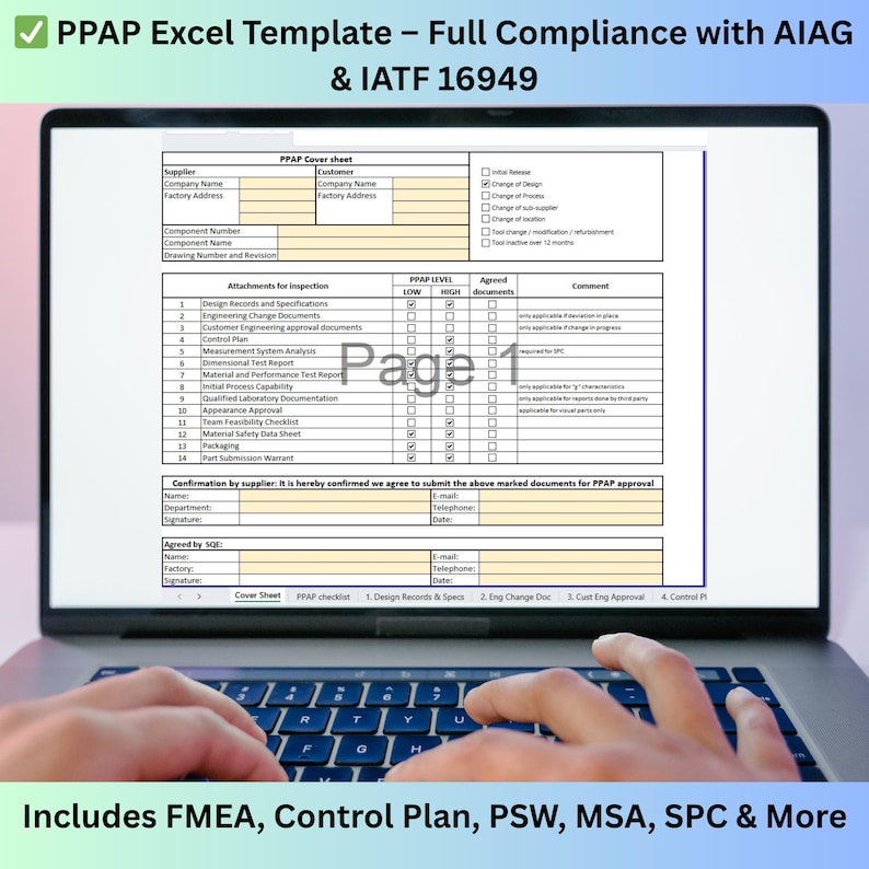 PPAP Submission Excel Template: IATF 16949 Automotive Quality Toolkit ...