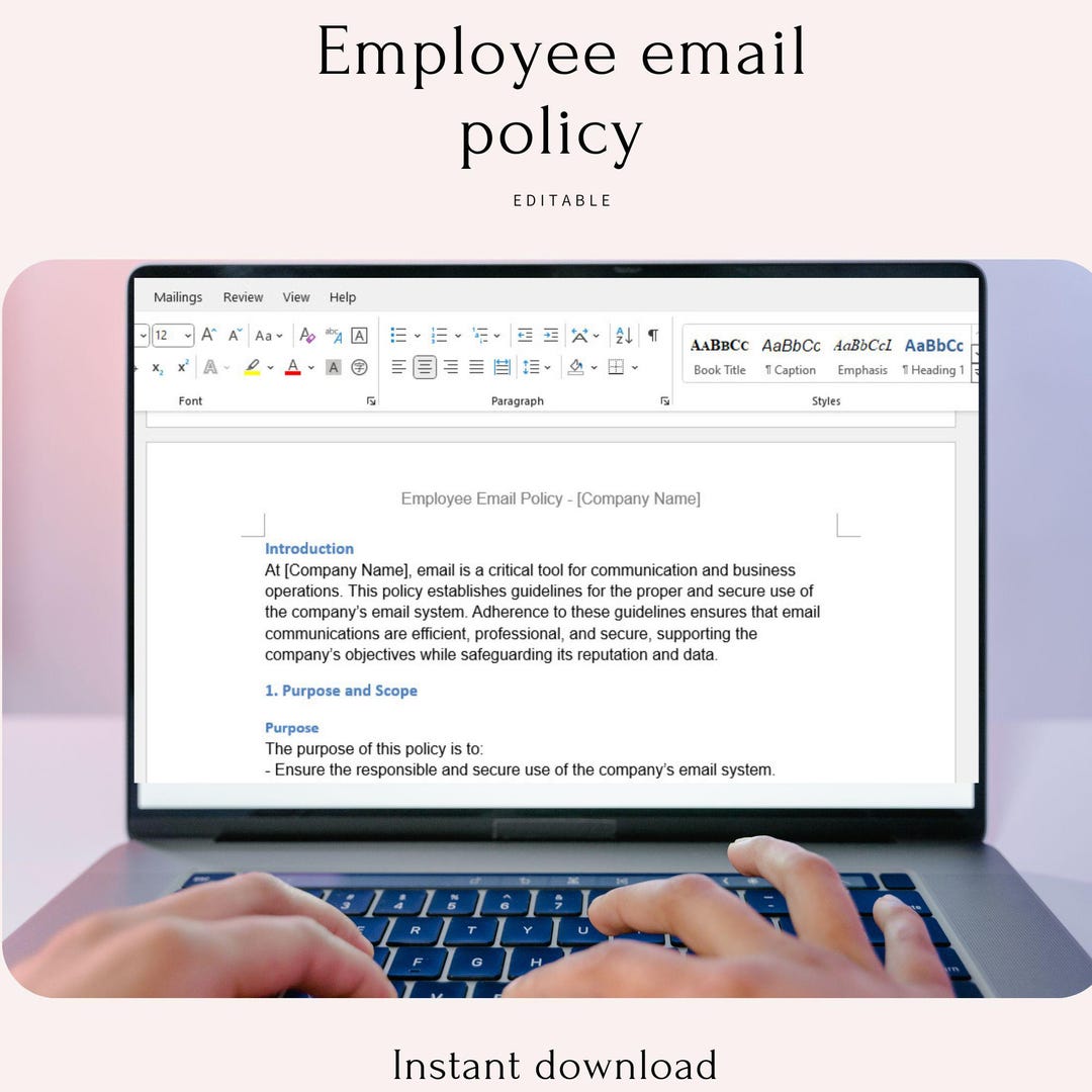 Employee Email Policy Template: Editable HR & Security Guide - Etsy