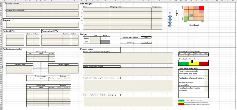 A3 Project Management Template: Editable Excel Workflow (digital ...