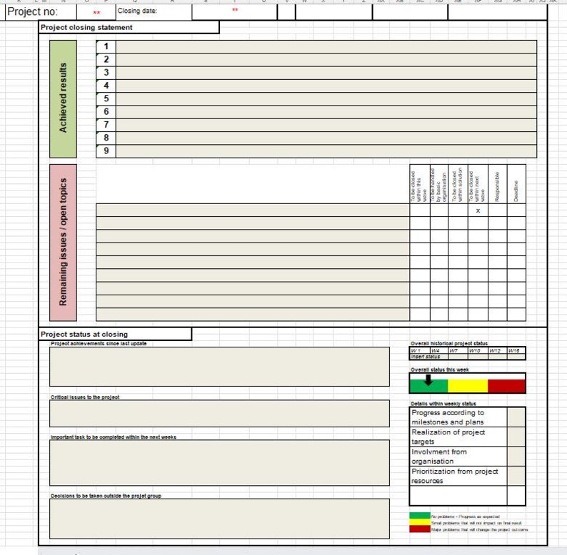 A3 Project Management Template: Editable Excel Workflow (digital ...