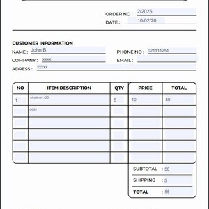 Printable Order Form: Editable PDF Template for Small Business (digital ...