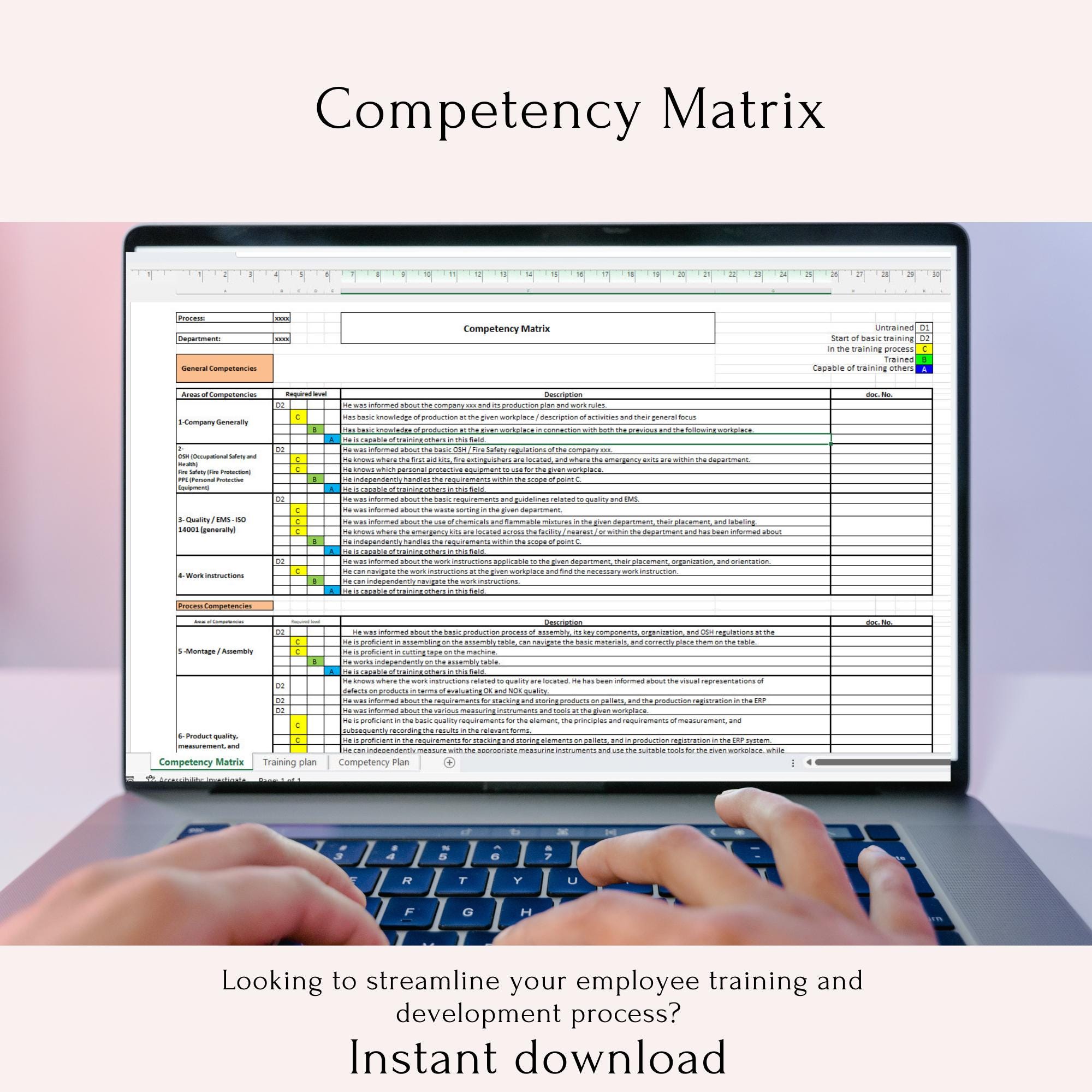 Competency Matrix Template: Employee Training & HR Development ...