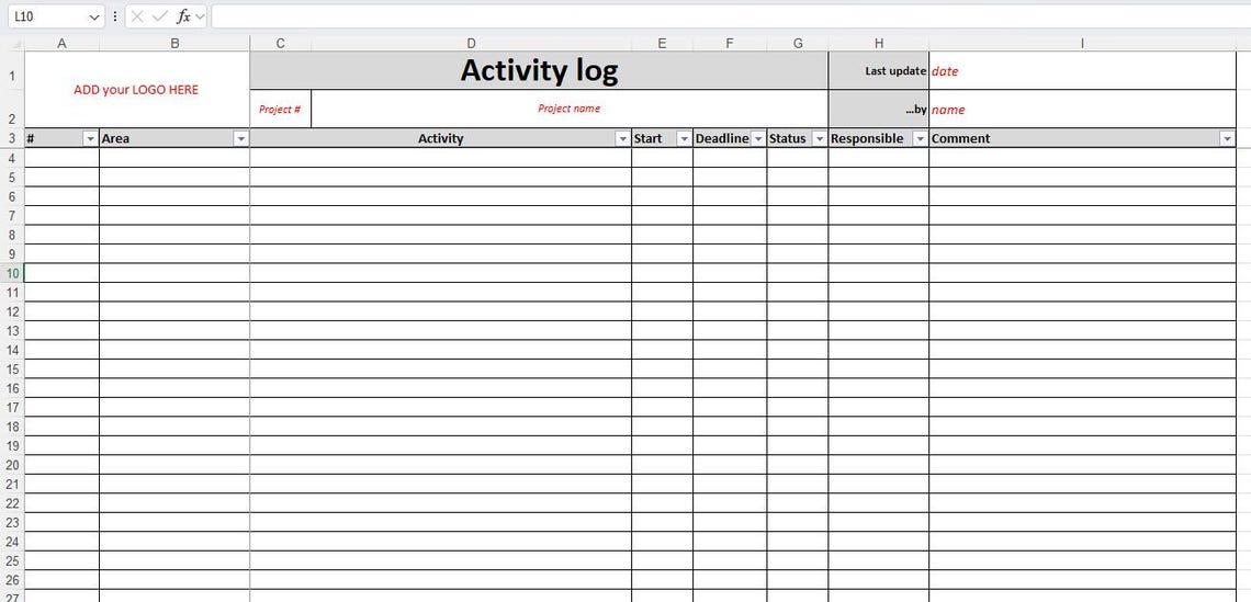 A3 Project Management Template: Editable Excel Workflow (digital ...