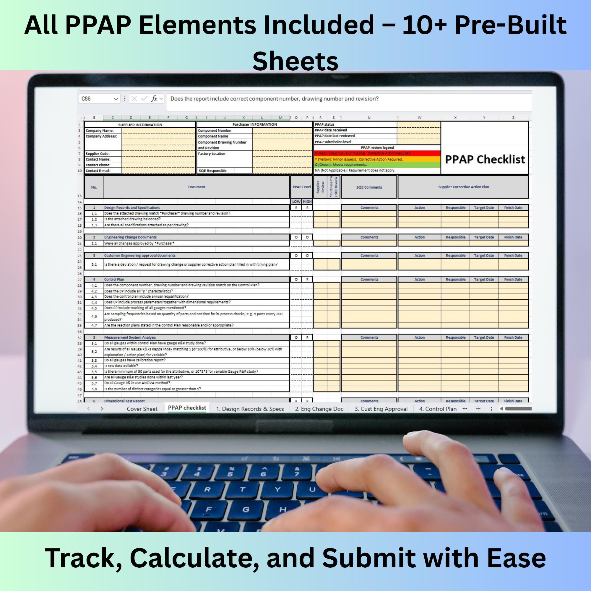 PPAP Submission Excel Template: IATF 16949 Automotive Quality Toolkit ...