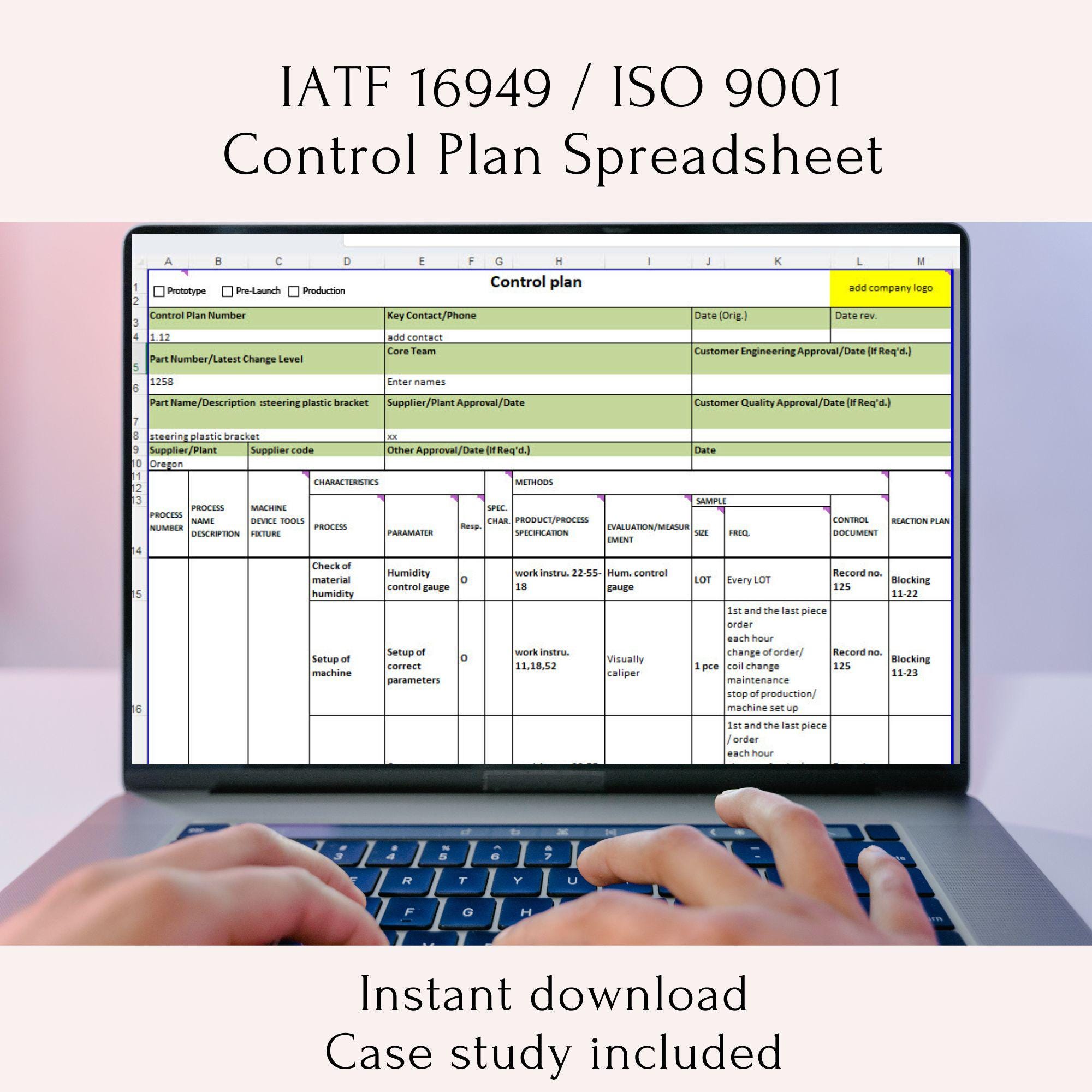 ISO 9001 Control Plan Template & PDCA Process Excel Spreadsheet ...