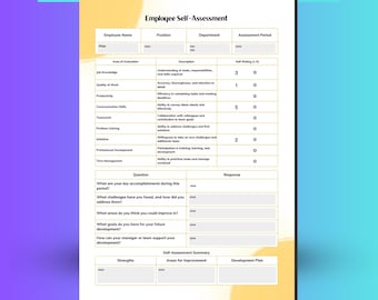 Employee Self-assessment Form: Editable PDF & Word Doc - Etsy