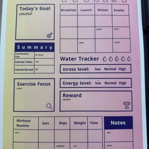 Daily Fitness Tracker Fillable Printable PDF Form Wellness & Workout ...