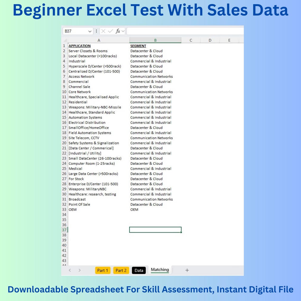 Beginner Excel Test With Sales Data, Pivot Table & Data Matching ...