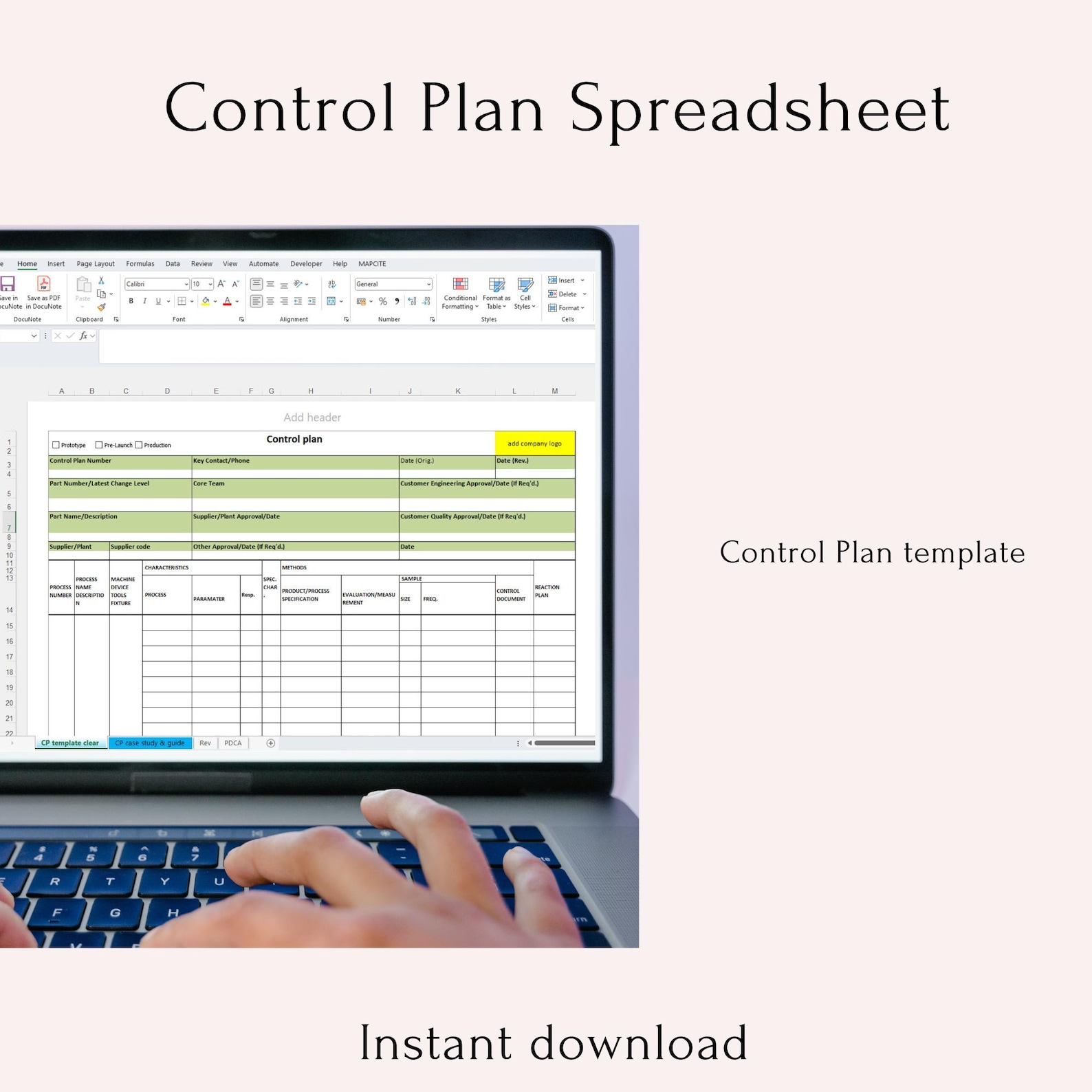 ISO 9001 Control Plan Template & PDCA Process Excel Spreadsheet ...