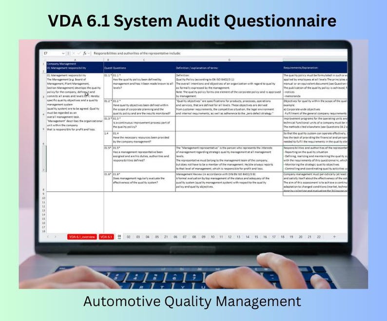 VDA 6.1 System Audit Questionnaire: Automotive Quality Checklist ...