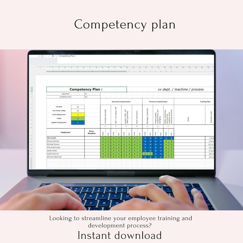 Employee Training Plan, Competency Matrix Excel Template Track Training ...