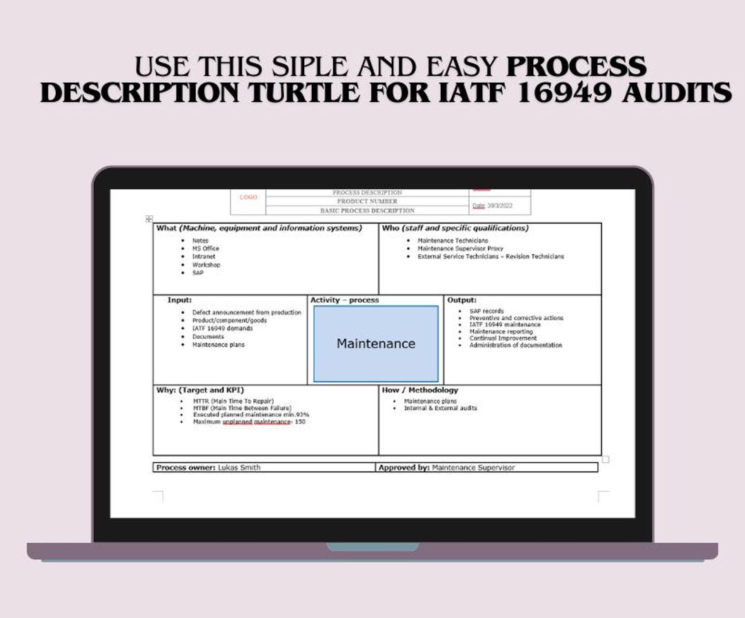 IATF 16949 Audit Process Turtle Template: Quality Management Tool - Etsy