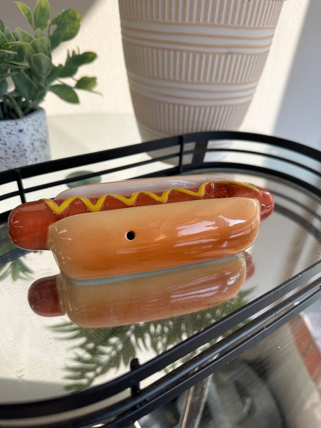 Ceramic Hot Dog Pipe, Hot Dog Smoking Pipe 6.5 Hamd Painted Glazed Pipe ...