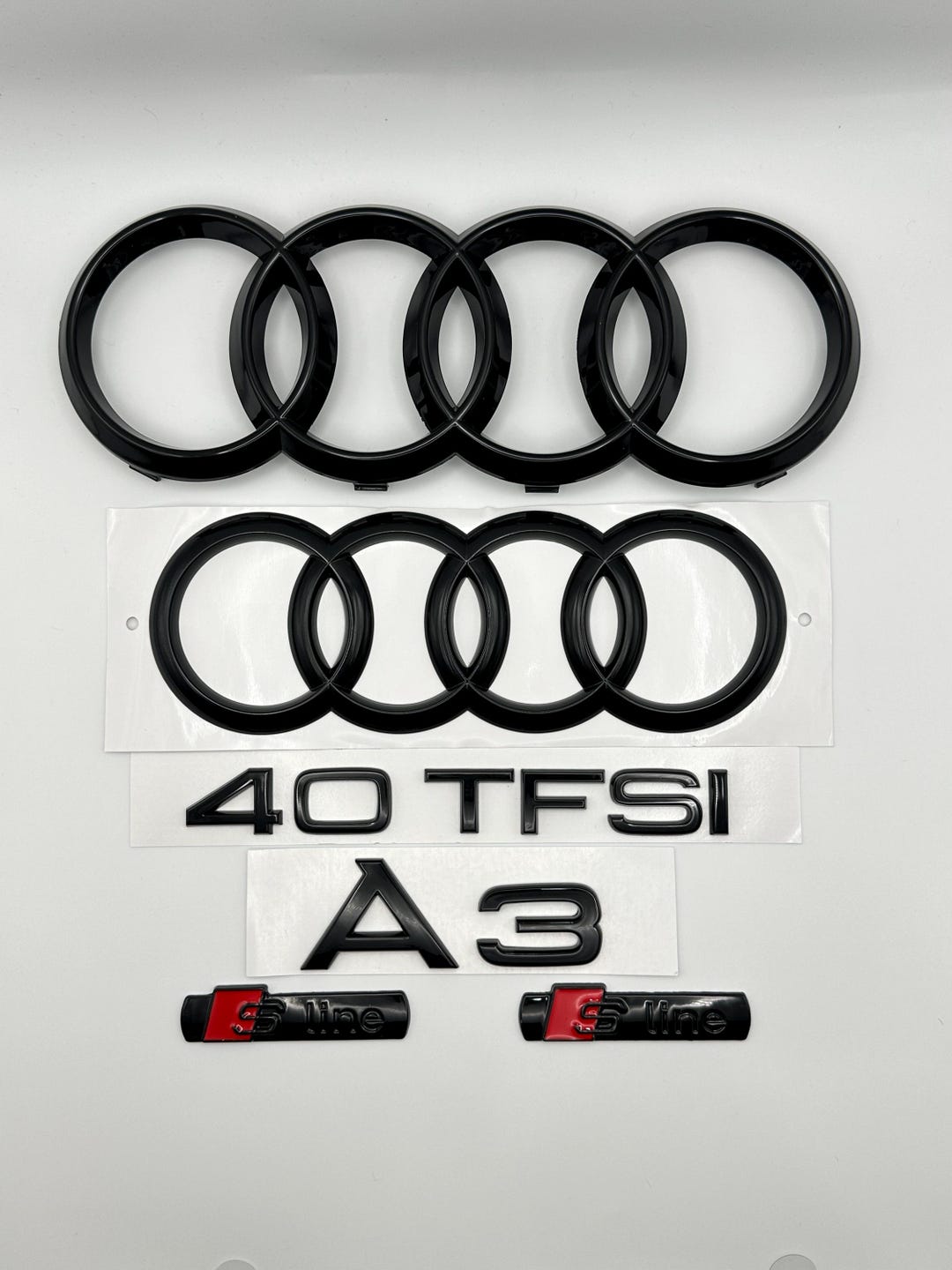 Audi A3 40 TFSI Gloss Black Badge Set Front Rear Front Wings 2021 - Etsy