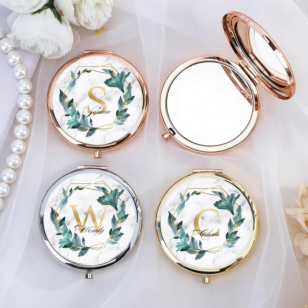 Personalized Compact Mirror With Name, Wedding Bridesmaid Gift for Her ...