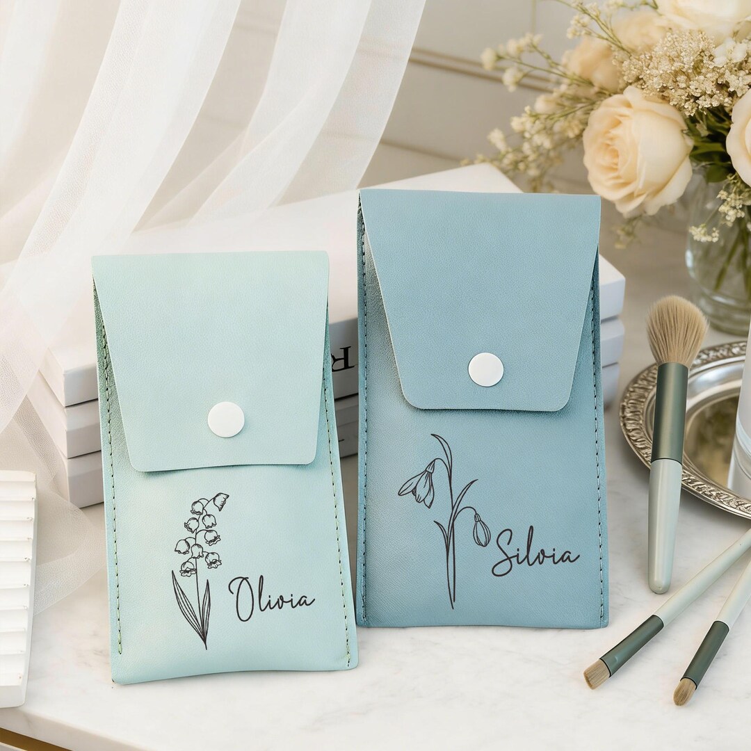 Custom Birth Flower Makeup Brush Set: Cosmetic Brushes Set, Travel ...