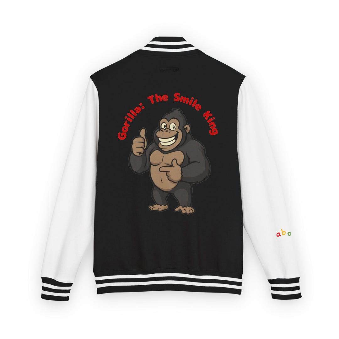 Smiling Gorilla Thumbs up Letterman Jacket | Cheerful Ape Design - Etsy