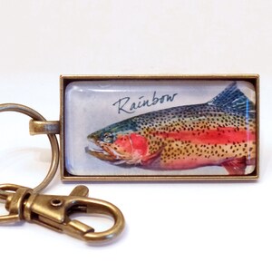 Rainbow Trout, Keychain, Watercolor Trout, Trout Art, Fishing Art, Fly Fishing, Handmade, Trout ...