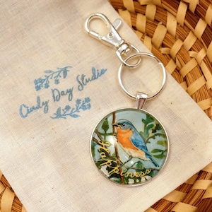 Bluebird, of ,happiness, Keychain, Handmade, Bluebird Keychain ...
