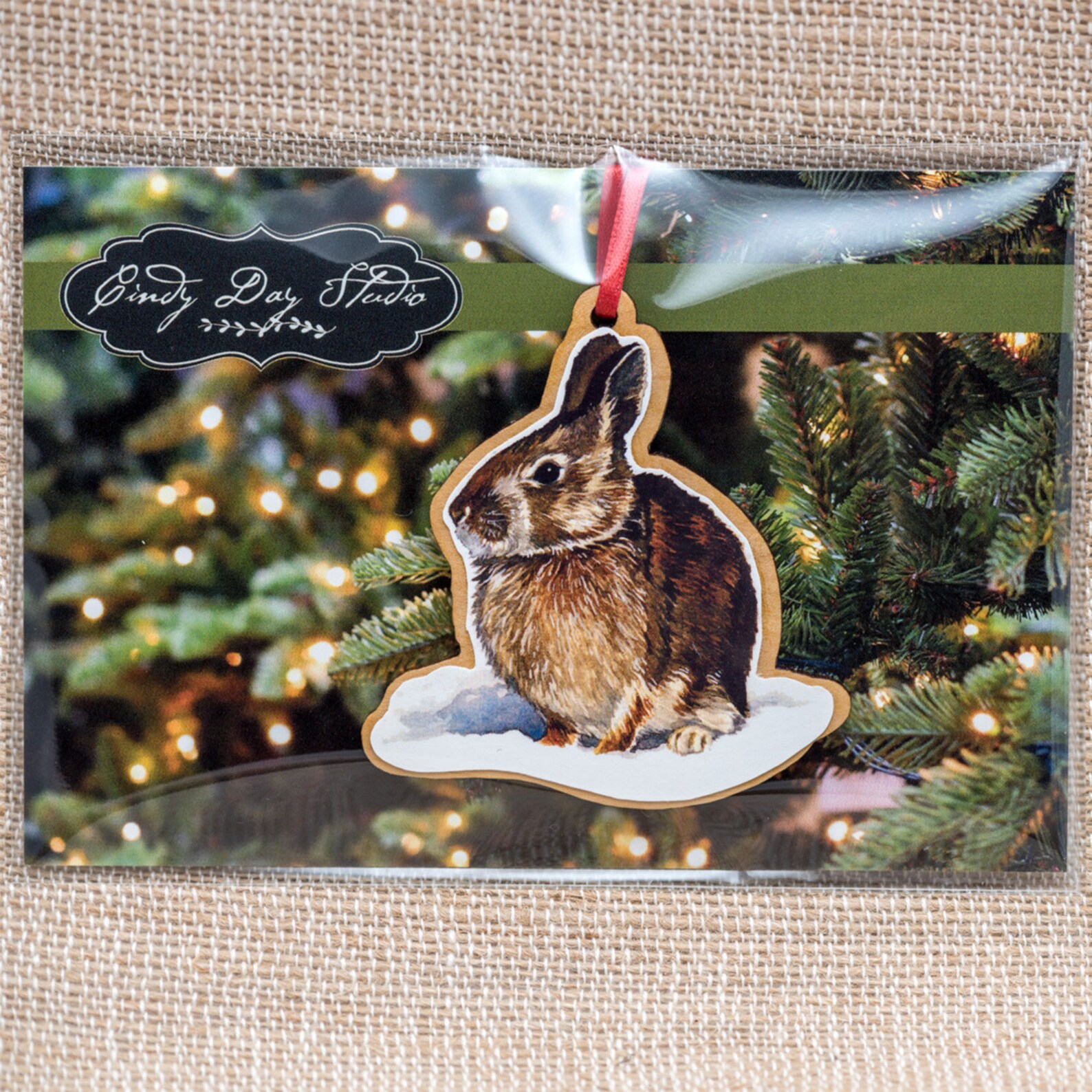 Bunny Rabbit, Christmas, Wood Tree Ornament, Handmade, Christmas ...