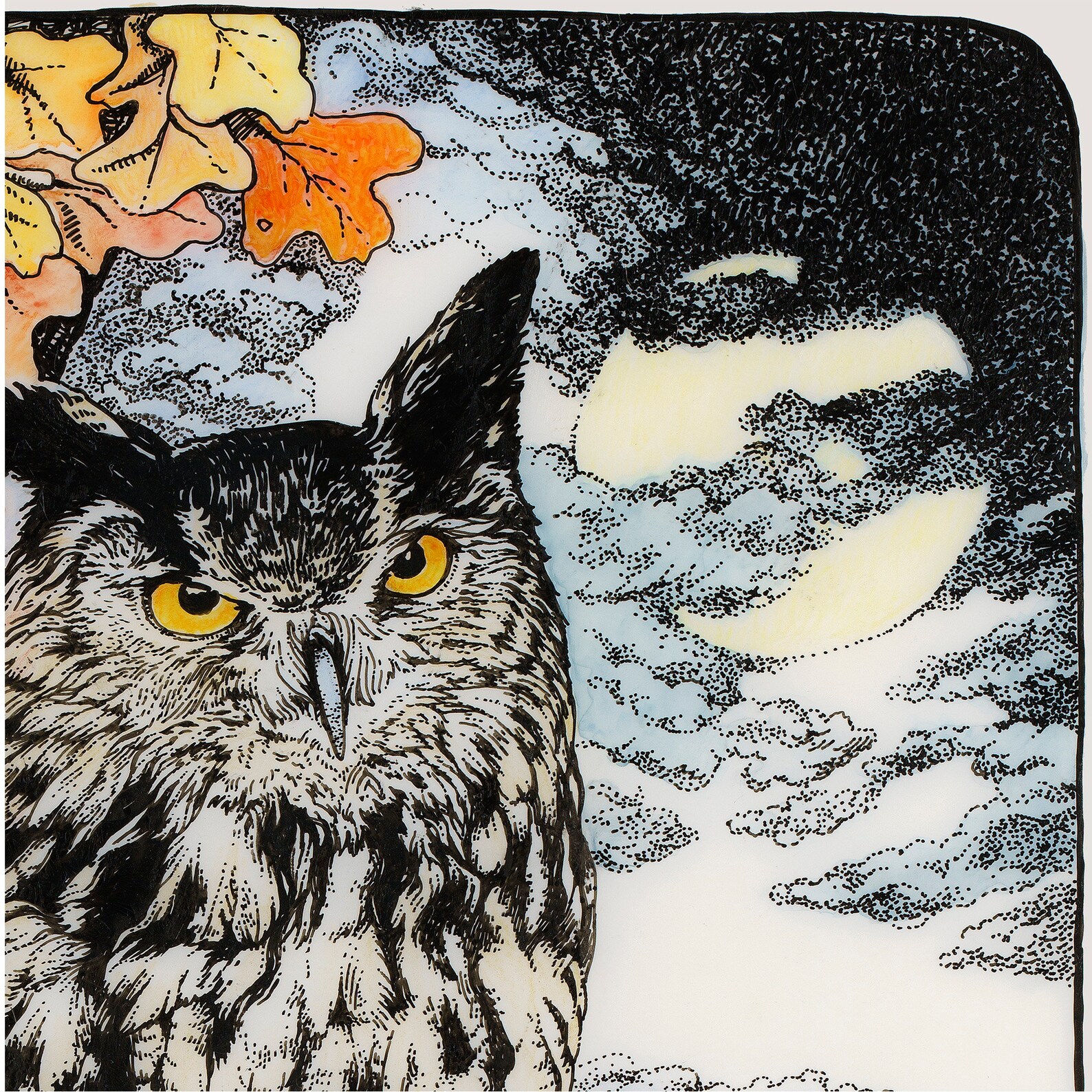 Halloween Owl, 5.5"x7 Art, Owl Pen and Ink,owl Watercolor,halloween Art ...