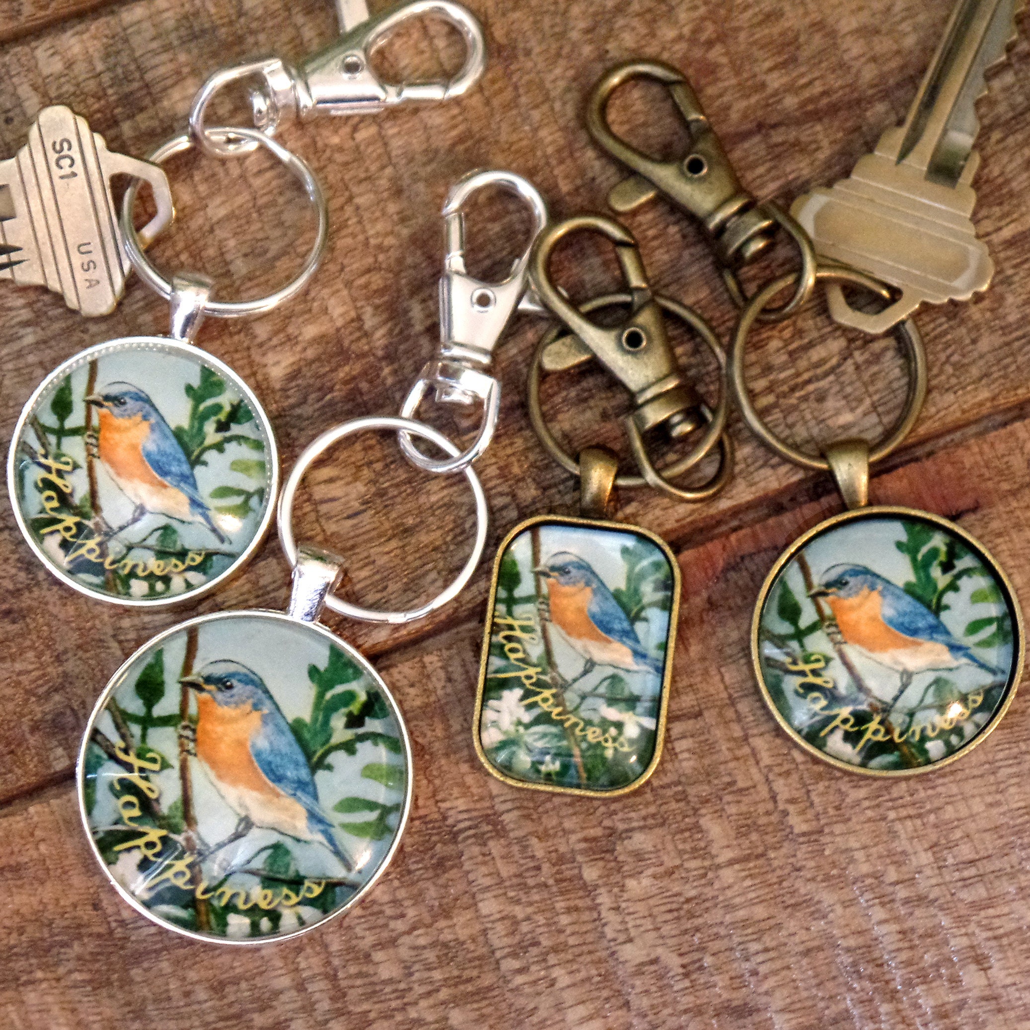 Bluebird of happiness Keychain Handmade Bluebird | Etsy