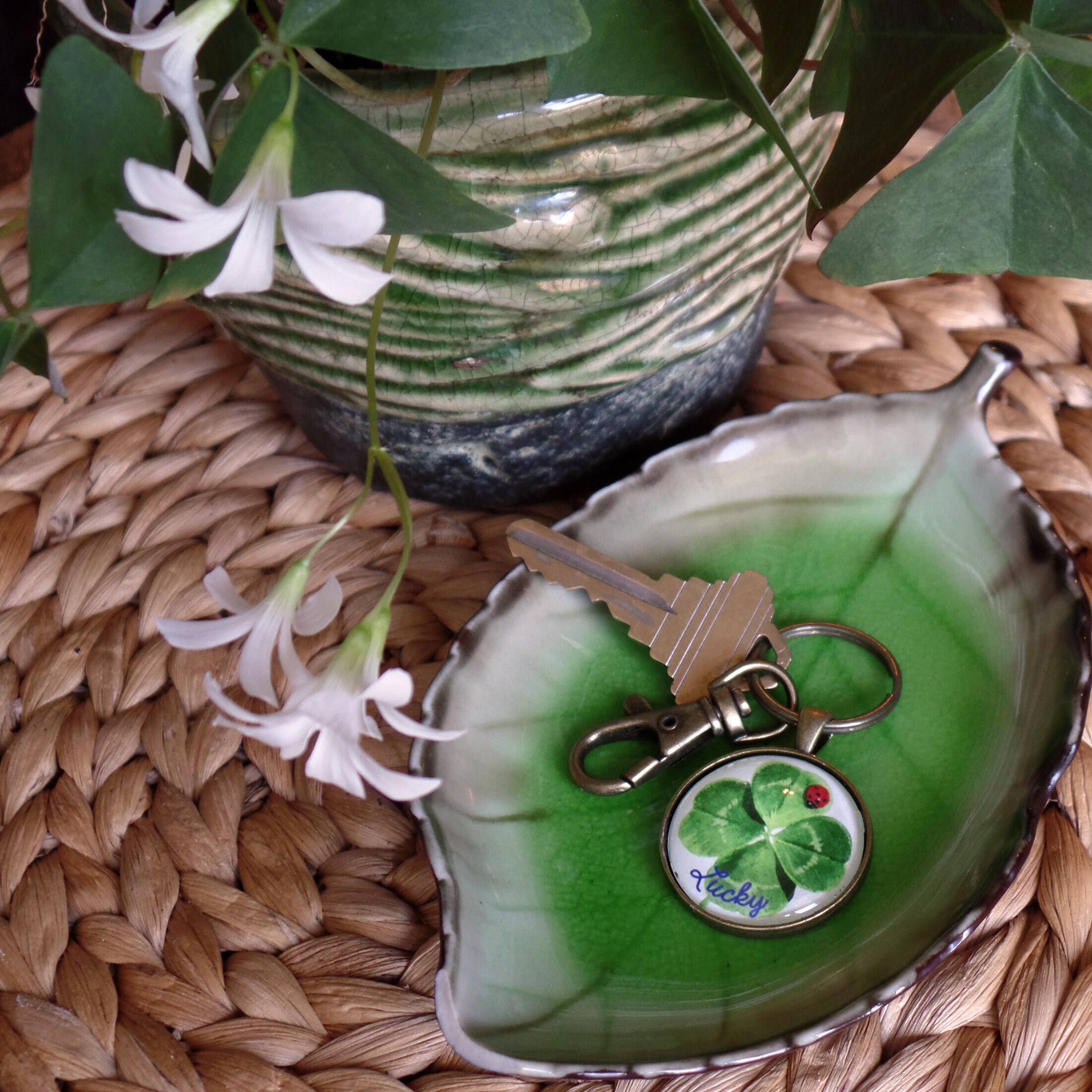 Four Leaf Clover And Ladybug Keychain Handmade Keychain | Etsy