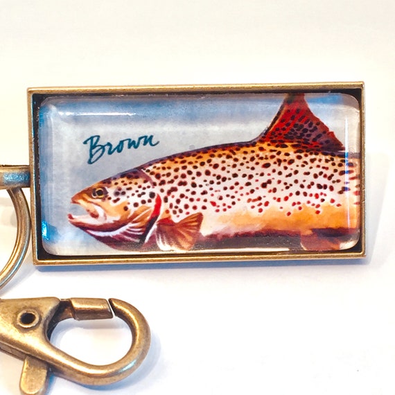 Brown Trout Keychain Fly Fishing Art Trout Art Fish Art | Etsy