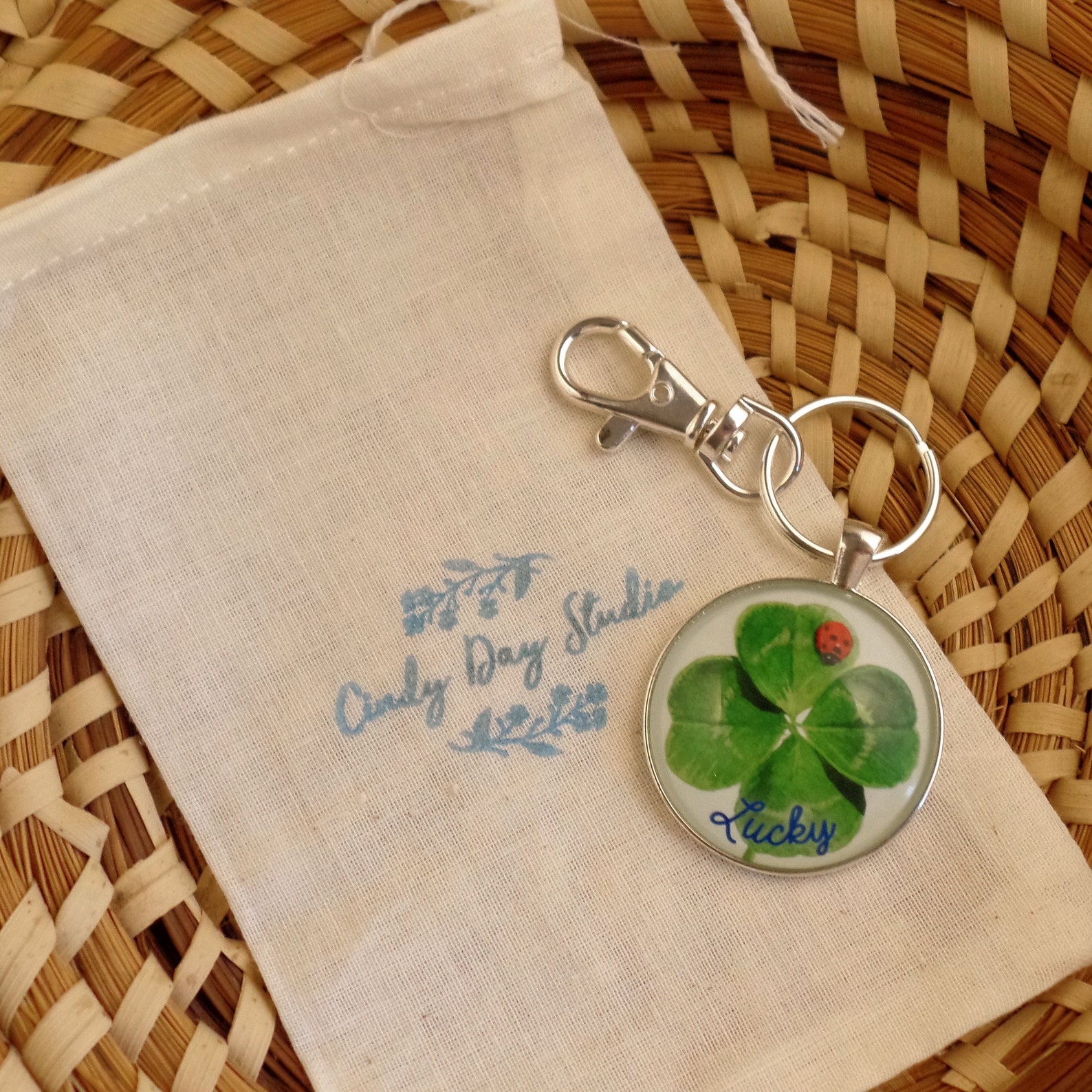 Four Leaf Clover And Ladybug Keychain Handmade Keychain - Etsy