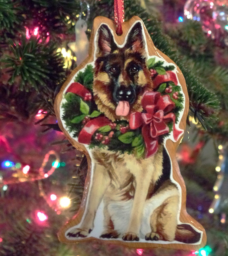 German Shepherd Christmas Ornament Wood Tree Ornament | Etsy
