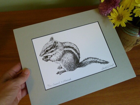 Woodland Animals, Art, Chipmunk, Pen and Ink, Illustration, Nature Art ...