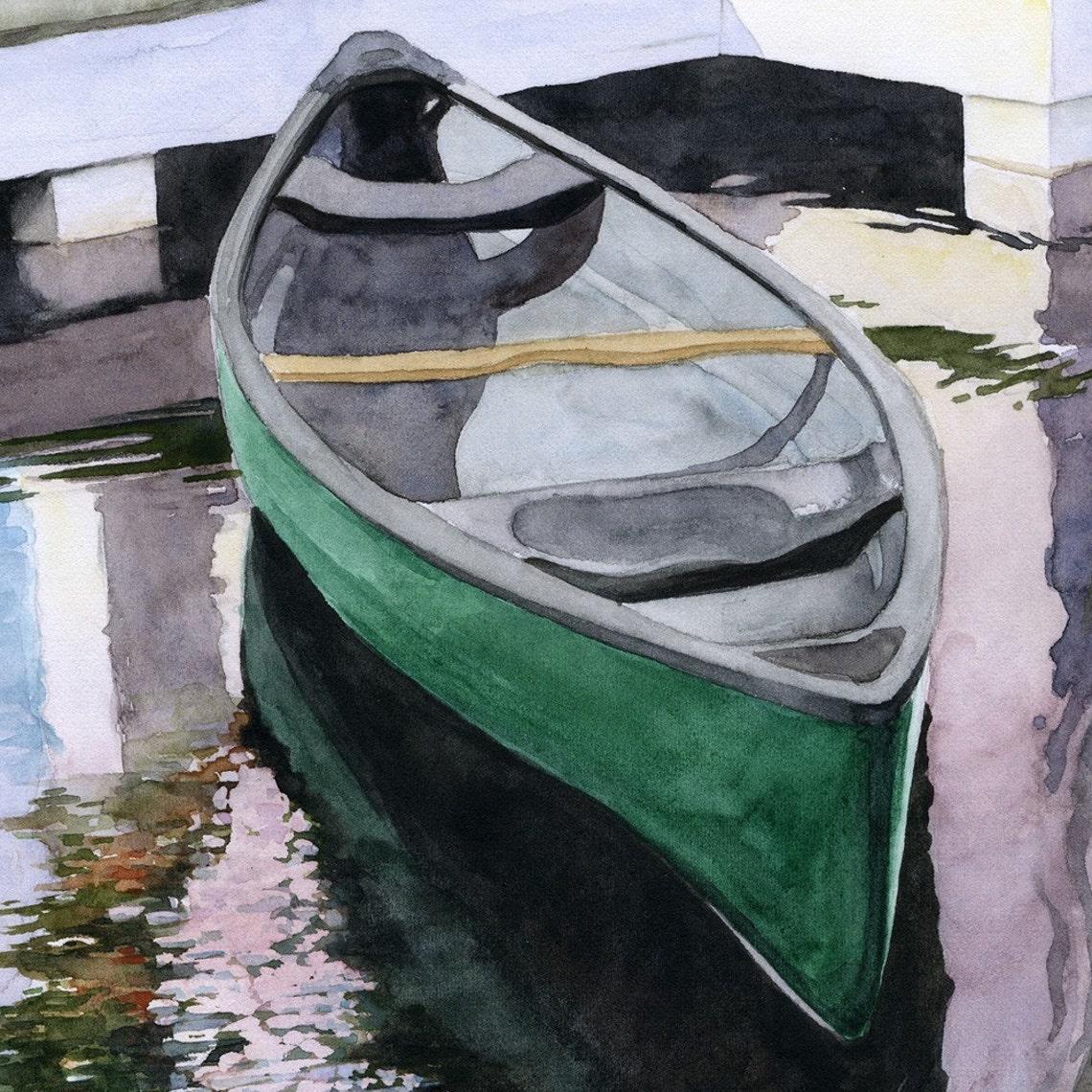 Canoe, in The, Lake, Watercolor, Painting, Nature, Summer, Landscape ...
