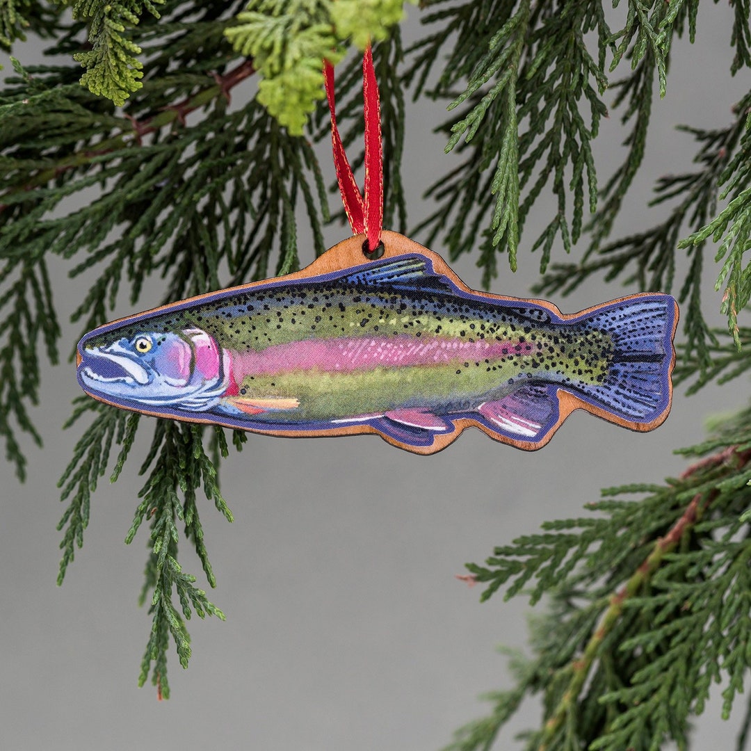 Rainbow Trout, Wood, Christmas, Tree Ornament, Handmade, Fly Fishing ...