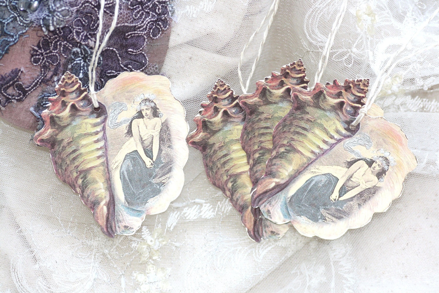 The Mermaid Within Beautiful Seashell Art Tags - Etsy