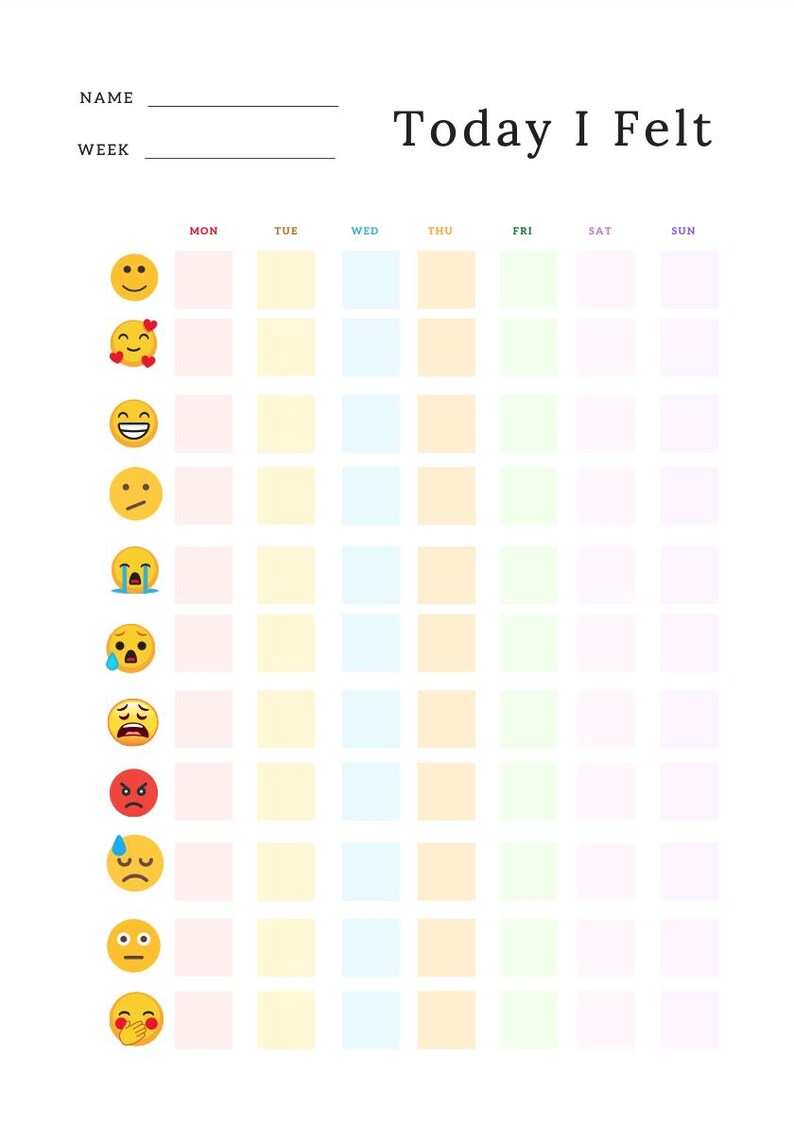Digital Mood Tracker Printable Mental Health Journal Mood Tracking ...